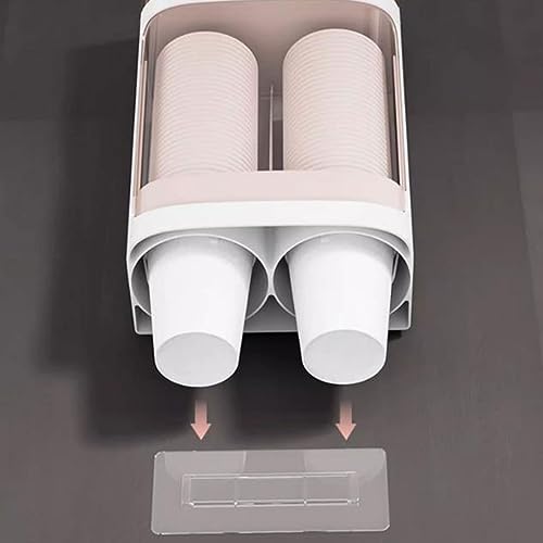 Disposable Water Cup Dispenser with Top Storage Box for Tea Bags or Coffee Capsules, Automatic Paper Cup Extractor, Fits Cone or Flat Bottom Cups,Wall Cup Holder for Bathroom Home Hospital Office Gym