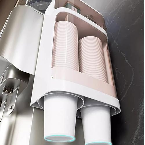 Disposable Water Cup Dispenser with Top Storage Box for Tea Bags or Coffee Capsules, Automatic Paper Cup Extractor, Fits Cone or Flat Bottom Cups,Wall Cup Holder for Bathroom Home Hospital Office Gym