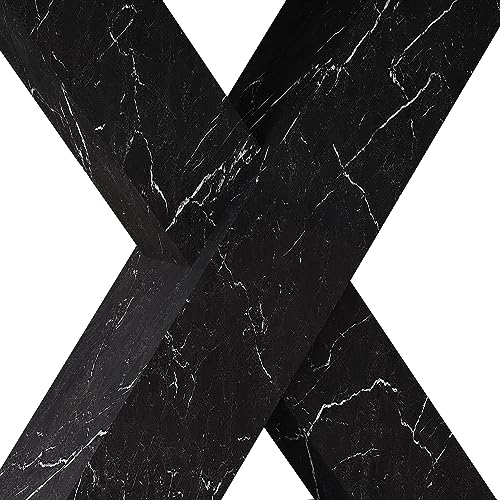 Extendable Marble Dining Table, Stretchable 47.24"-62.99" Dining Room Table with Faux Marble Top&X-Shape Leg, Expandable Marble Dining Table for Dining Kitchen and Office