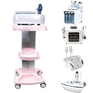 beauty trolley cart with wheels, aluminum alloy salon spa rolling trolley cart, esthetician metal trolley cart for beauty salons health salons hairdressers load 33lbs (pink)