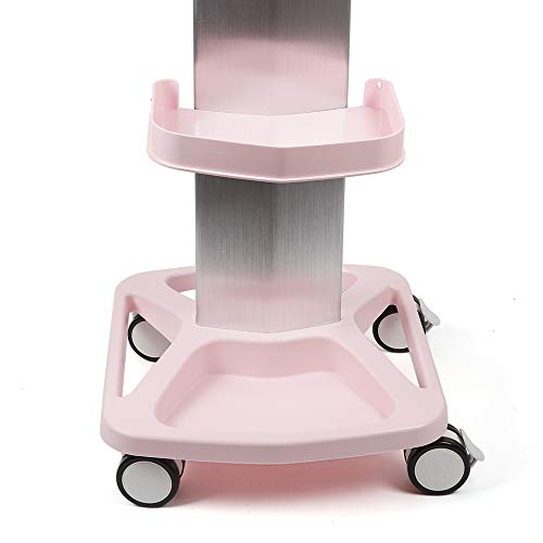 Beauty Trolley Cart with Wheels, Aluminum Alloy Salon Spa Rolling Trolley Cart, Esthetician Metal Trolley Cart for Beauty Salons Health Salons Hairdressers Load 33Lbs (Pink)