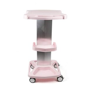 Beauty Trolley Cart with Wheels, Aluminum Alloy Salon Spa Rolling Trolley Cart, Esthetician Metal Trolley Cart for Beauty Salons Health Salons Hairdressers Load 33Lbs (Pink)