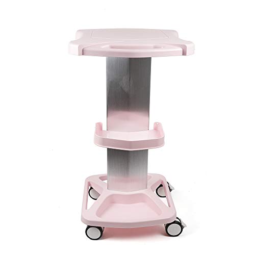 Beauty Trolley Cart with Wheels, Aluminum Alloy Salon Spa Rolling Trolley Cart, Esthetician Metal Trolley Cart for Beauty Salons Health Salons Hairdressers Load 33Lbs (Pink)