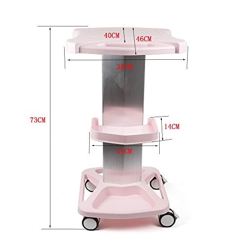 Beauty Trolley Cart with Wheels, Aluminum Alloy Salon Spa Rolling Trolley Cart, Esthetician Metal Trolley Cart for Beauty Salons Health Salons Hairdressers Load 33Lbs (Pink)