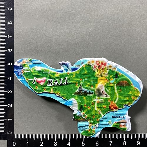 Bali Indonesia Creative Map Refrigerator Magnet 3D Travel Souvenir Fridge Decoration Magnetic Sticker Craft Collection