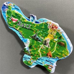 Bali Indonesia Creative Map Refrigerator Magnet 3D Travel Souvenir Fridge Decoration Magnetic Sticker Craft Collection