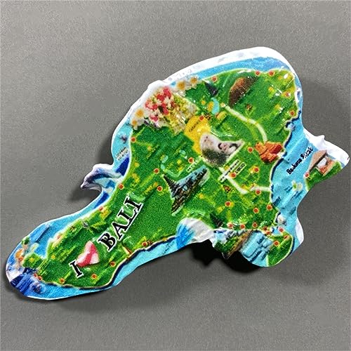 Bali Indonesia Creative Map Refrigerator Magnet 3D Travel Souvenir Fridge Decoration Magnetic Sticker Craft Collection