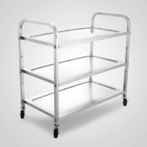 ANIIC Rolling Cart Trolley Carts with Wheels Office 3 Tier Kitchen Storage Cart with Wheels Stainless Steel Trolley Commercial Food Pantry Rolling Cart Kitchen Utility Cart Dorm Room Essentials