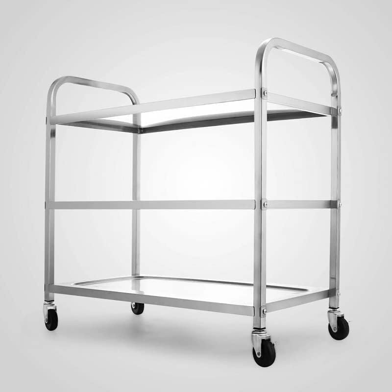 ANIIC Rolling Cart Trolley Carts with Wheels Office 3 Tier Kitchen Storage Cart with Wheels Stainless Steel Trolley Commercial Food Pantry Rolling Cart Kitchen Utility Cart Dorm Room Essentials