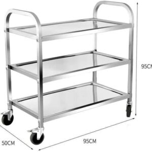 ANIIC Rolling Cart Trolley Carts with Wheels Office 3 Tier Kitchen Storage Cart with Wheels Stainless Steel Trolley Commercial Food Pantry Rolling Cart Kitchen Utility Cart Dorm Room Essentials