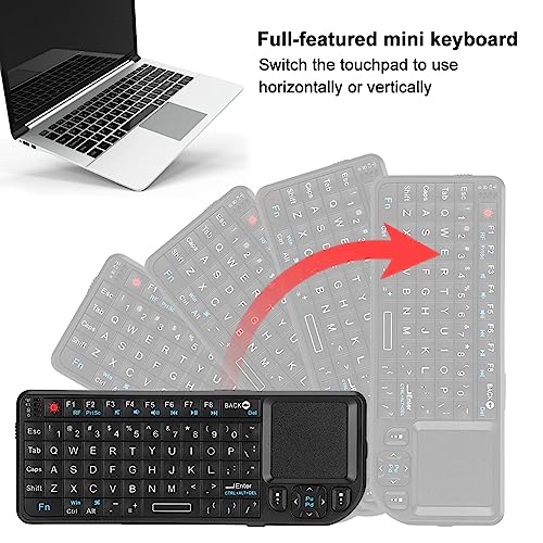 HOHXFYP UMK 100 RF 3in1 Mini Keyboard Qwerty Keypad, Rechargeable Wireless With Built In Touchpad Backlit Long Standby Small Pocket Keypad for PC Tablets