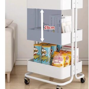 Storage Trolley Rolling Cart Utility Cart 3 Tier Kitchen Storage Cart With Wheels Trolley Bathroom Storage Organization Cart Storage Shelves Rolling Cart Kitchen Storage Cart Rolling Storage Cart ( Co