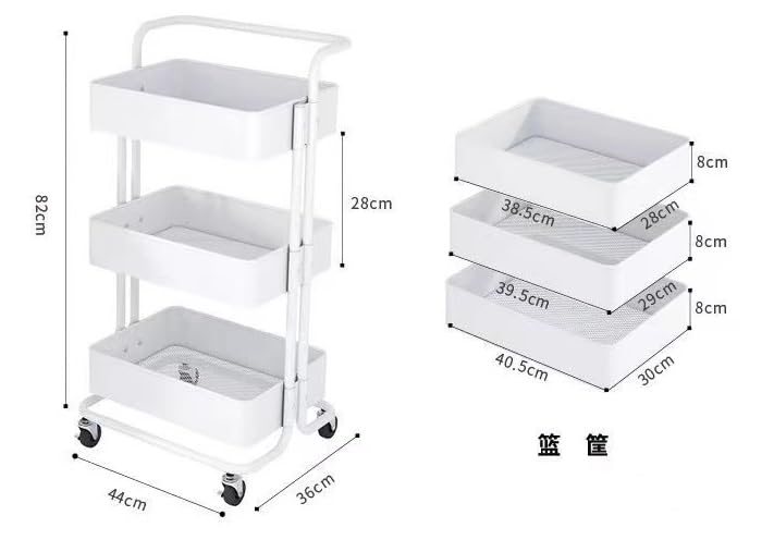 Storage Trolley Rolling Cart Utility Cart 3 Tier Kitchen Storage Cart With Wheels Trolley Bathroom Storage Organization Cart Storage Shelves Rolling Cart Kitchen Storage Cart Rolling Storage Cart ( Co