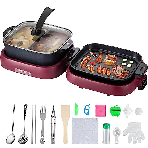 Foldable Electric BBQ Pan Grill Hot Pot - 2 in 1 2100W - Perfect for Indoor and Outdoor Cooking - Convenient and Portable