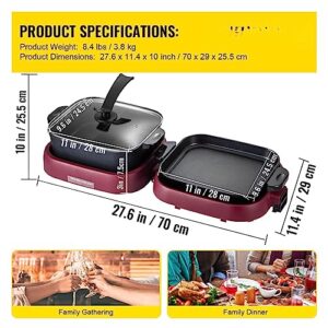 Foldable Electric BBQ Pan Grill Hot Pot - 2 in 1 2100W - Perfect for Indoor and Outdoor Cooking - Convenient and Portable