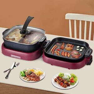 Foldable Electric BBQ Pan Grill Hot Pot - 2 in 1 2100W - Perfect for Indoor and Outdoor Cooking - Convenient and Portable