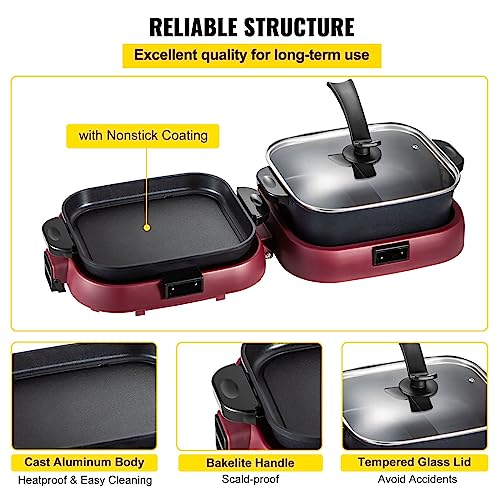 Foldable Electric BBQ Pan Grill Hot Pot - 2 in 1 2100W - Perfect for Indoor and Outdoor Cooking - Convenient and Portable