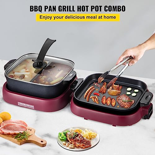 Foldable Electric BBQ Pan Grill Hot Pot - 2 in 1 2100W - Perfect for Indoor and Outdoor Cooking - Convenient and Portable