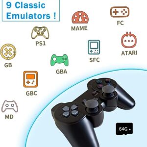 QISELF 10K+ Games Wireless Retro Game Console Classic Video Game Console 1080P HDMI Output All in One Game Console with 9 Emulators