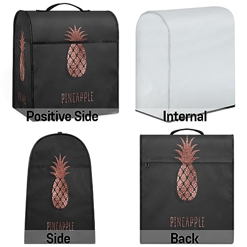 Rose Gold Pineapple Pattern Stand Mixer Cover Compatible with 6-8 Quart Mixer Fits All Tilt Head & Bowl Lift Kitchen Coffee Machine Dust Cover with Pockets for Accessories