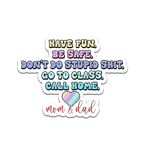 Miraki Don't Do Stupid Sh*t Love Mom Sticker, Funny Graduation Sticker, Mom Love Dad Sticker, Water Assitant Die-Cut Vinyl Funny Decals for Laptop, Phone, Water Bottles, Kindle Sticker