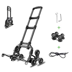 rjtek hand truck [material upgrading] 180 lbs stair climber folding grocery cart dolly cart hand truck stair climbing cart heavy-duty lightweight trolley