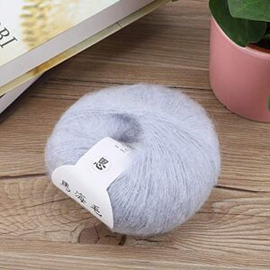 1 Ball Wool Yarn, Luxurious and Soft Mohair Yarn for Hand Knitting Crocheting, Knitting Wool for DIY Shawl Scarf Crochet Thread Supplies, 28g/1oz(Gray Color)