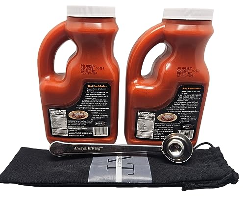 Young Guns Mild Red Chile Sauce 2-Pack - 505 Fresh - Made With Young Guns Hatch Valley Chile + AlwaysThriving™ 2-in-1 Scoop Spoon & Bag Clip Combo - Authentic Hatch Flavor (Red Chile Sauce(HOT))