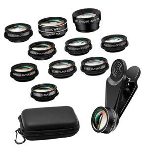 abaodam 1 set 10 mobile phone lens set fisheye lens phone clip lens 10 in 1 phone photo lens telephoto lens glass material phone photography lens universal mobile phone lens external