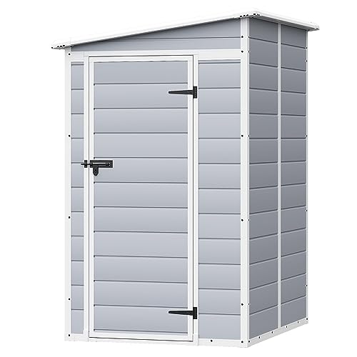 Homall Resin Outdoor Storage Shed, 5X 4 FT Garden Tool Sheds & Outdoor Storage House with Single Lockable Door for Backyard Garden Patio Lawn