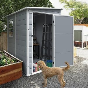 Homall Resin Outdoor Storage Shed, 5X 4 FT Garden Tool Sheds & Outdoor Storage House with Single Lockable Door for Backyard Garden Patio Lawn