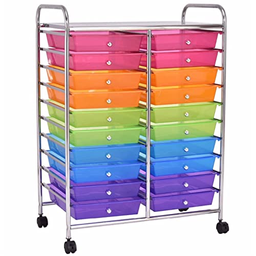 WFHTU 20 Drawers Rolling Cart Storage Scrapbook Paper Studio Organizer Mutli Color Home Furniture