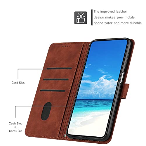 Kainevy for Infinix Hot 20 5G Case Wallet Black with Lanyard Durable Leather Case for Infinix Hot 20 5G Phone Case with Card Holder Buckle Flip Design Protective Cover for Womem Men (Brown)