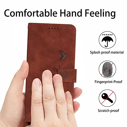 Kainevy for Infinix Hot 20 5G Case Wallet Black with Lanyard Durable Leather Case for Infinix Hot 20 5G Phone Case with Card Holder Buckle Flip Design Protective Cover for Womem Men (Brown)