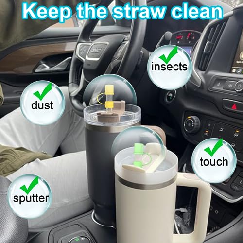 AIERSA 8Pcs Straw Cover Cap and 8pcs Replacement Straws for Stanley Cup 30&40oz 12 Inch Straws with 1Pcs Cleaning Brush for Stanley Cups Accessories