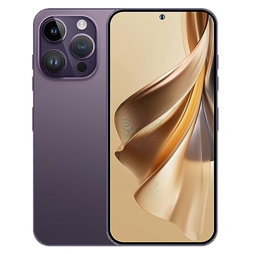 RAYPUR 2023 New i15 Pro Max, Android Smartphone, 7.3inch Full Screen, 16GB 1TB, 4G 5G, Face ID, Mobile Phones Global Version,Purple-1TB