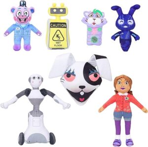 yunnfumeiki 2023 new fnaf security breach ruin plush toy, fnaf plush toys, plush doll toys kids fan favorite gift adult birthday gift (7pcs)