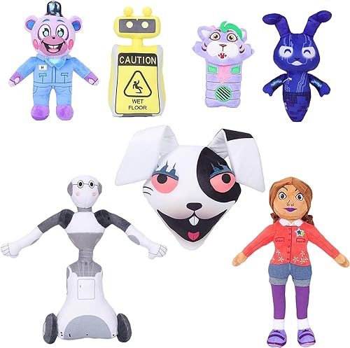 Yunnfumeiki 2023 New FNAF Security Breach Ruin Plush Toy, FNAF Plush Toys, Plush Doll Toys Kids Fan Favorite Gift Adult Birthday Gift (7pcs)