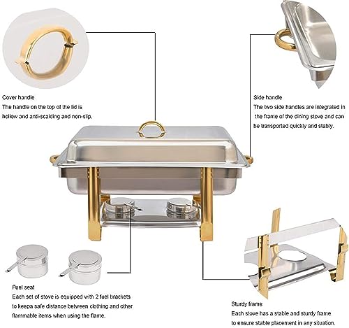 Single Pan Buffet Server, Chafing Dish Buffet Set, Portable Stainless Steel Food Warmer, Chafing Dish Set Perfect for Catering, Parties, Events and Holiday