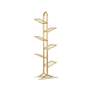 veramy 6 tier tree bookshelf tall bookshelf utility metal book shelf floor standing bookcase storage rack narrow book shelf organizer for bedroom living room study room (color : gold)