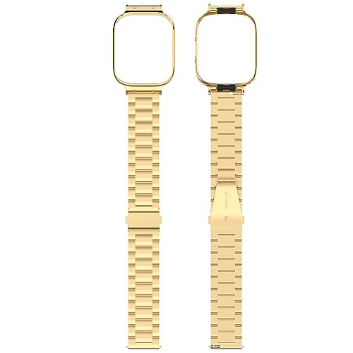 Metal Band Intended for Xiaomi Redmi Watch 3 Active/ Redmi Watch 3 Lite Watch Band for Women Men Metal Stainless Steel Band Replacement Strap Bracelet for Xiaomi Redmi Watch 3 Active Smartwatch (gold)