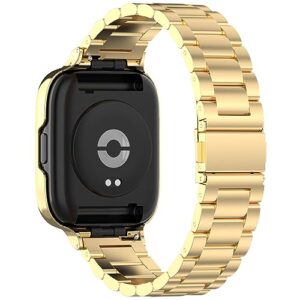 Metal Band Intended for Xiaomi Redmi Watch 3 Active/ Redmi Watch 3 Lite Watch Band for Women Men Metal Stainless Steel Band Replacement Strap Bracelet for Xiaomi Redmi Watch 3 Active Smartwatch (gold)