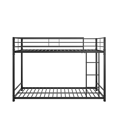 OPTOUGH Twin Over Twin Metal Bunk Bed Frame with Safety Guard Rails, Heavy Duty Space-Saving Design,Black