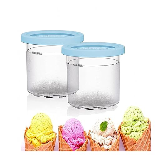 EVANEM 2/4/6PCS Creami Deluxe Pints, for Creami Ninja Ice Cream,16 OZ Pint Ice Cream Containers Bpa-Free,Dishwasher Safe Compatible NC301 NC300 NC299AMZ Series Ice Cream Maker,Blue-4PCS