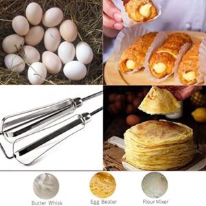 Rotary Egg Beater, Hand Crank Handheld Mixer Stainless Steel, Portable Mixer with Plastic Handle Small Hand Mixer Manual Hand Mixer for Kitchen Cooking(Orange)