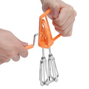 Rotary Egg Beater, Hand Crank Handheld Mixer Stainless Steel, Portable Mixer with Plastic Handle Small Hand Mixer Manual Hand Mixer for Kitchen Cooking(Orange)