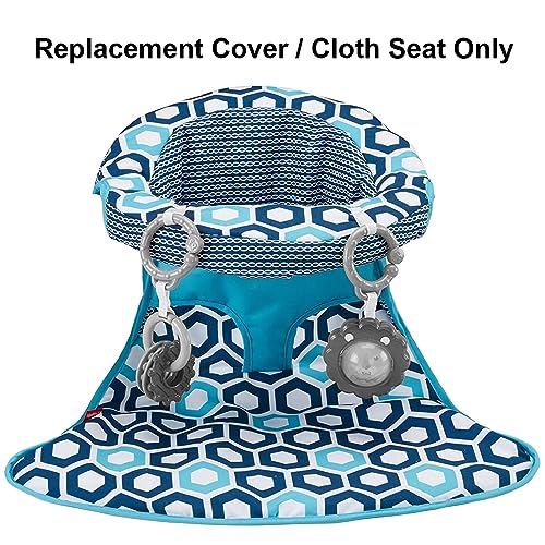 Replacement Part for Fisher-Price Sit-Me-Up Floor Seat - FKD95 ~ Replacement Cover/Cloth Seat ~ Blue, White and Turquoise Colors