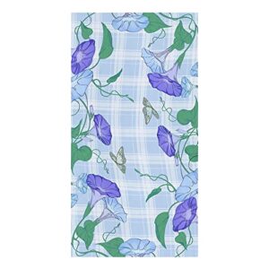 garden butterfly morning glory vine kitchen cloth dish towel 18x28in pack of 1,super soft absorbent tea towels hand towel flower on blue lattice grid cleaning dish cloths for drying dishes