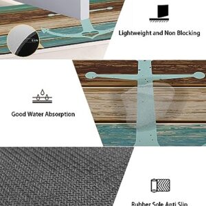 Gogobebe Super Absorbent Diatom Mud Mat Ocean Marine Theme Anchor on Turquoise Wooden Board Quick-Drying Thin Bath Mat Non-Slip Bathtub Mat Anti-Skid Rubber Bathroom Shower Mat 16x24in