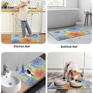 Gogobebe Super Absorbent Diatom Mud Mat Boho Watercolor Floral Summer Quick-Drying Thin Bath Mat Non-Slip Bathtub Mat Anti-Skid Rubber Bathroom Shower Mat 20x32in